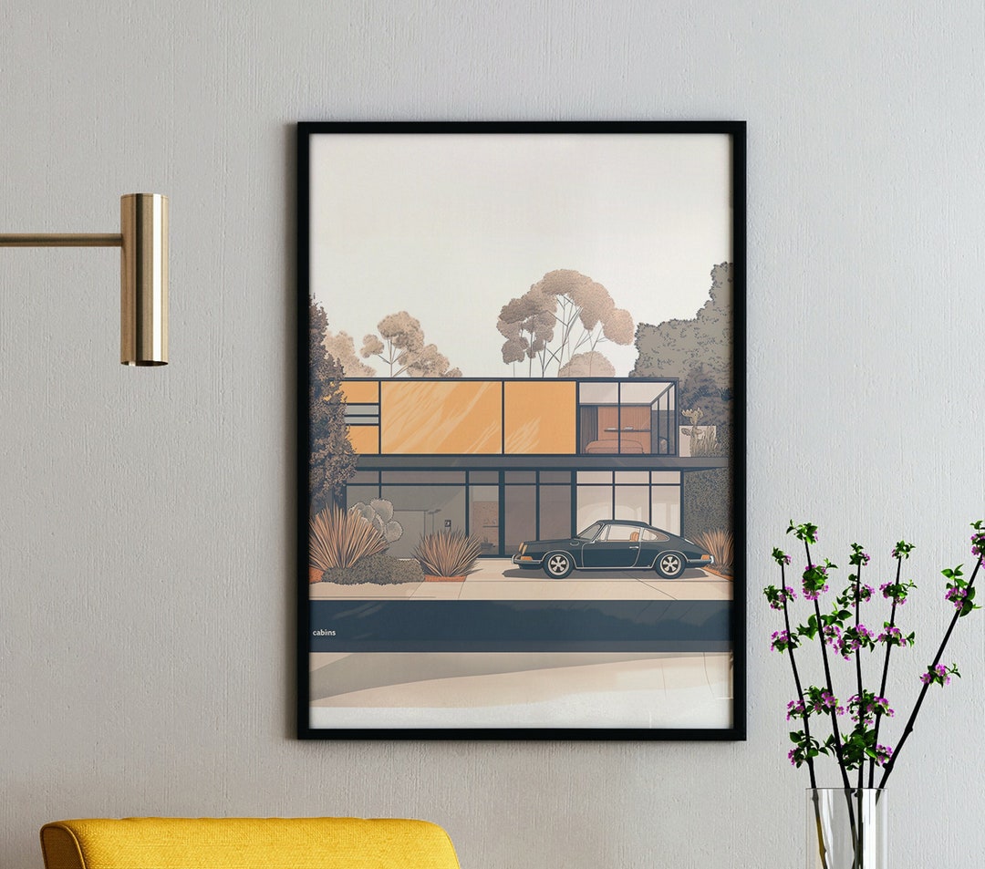 Mid Century Modern Architecture Printable Poster, Bauhaus-inspired ...