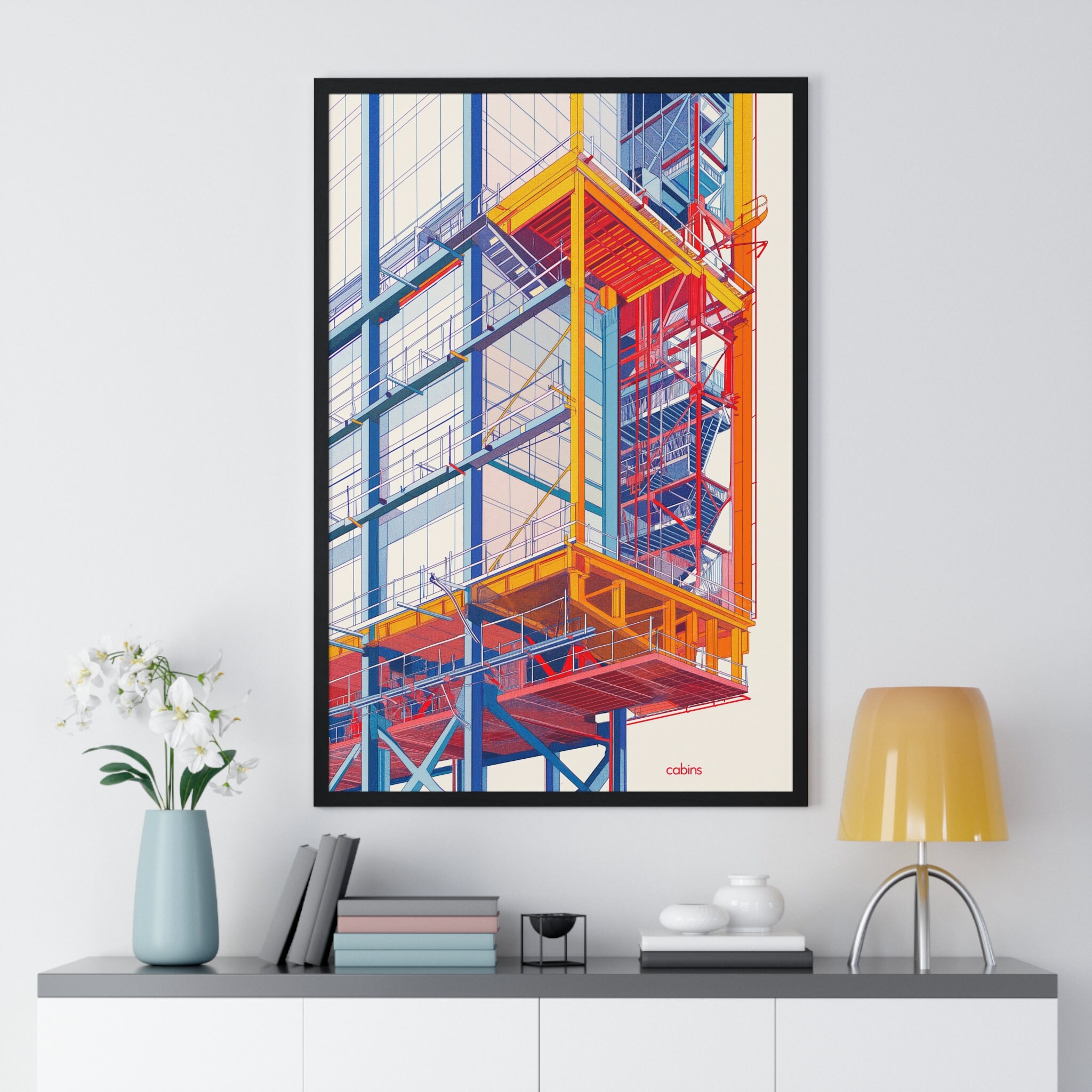 Modern Architecture Steel Structure Vertical Framed Poster Gift for ...