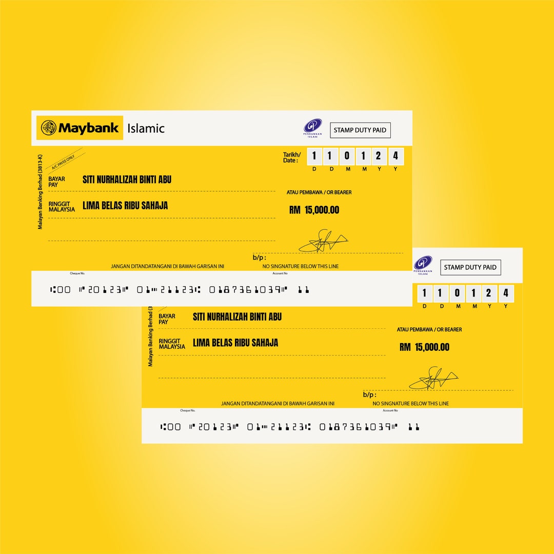 Cheque Kahwin Maybank Template - Etsy