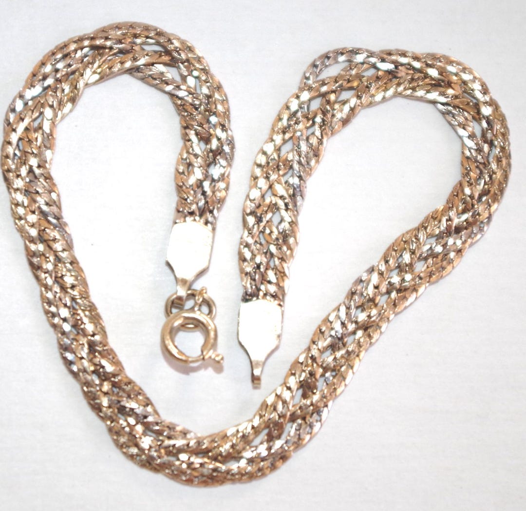 Vintage 12k Gold Filled Braided Chain Bracelet: Diamond Cut 7.5 Inch - Etsy