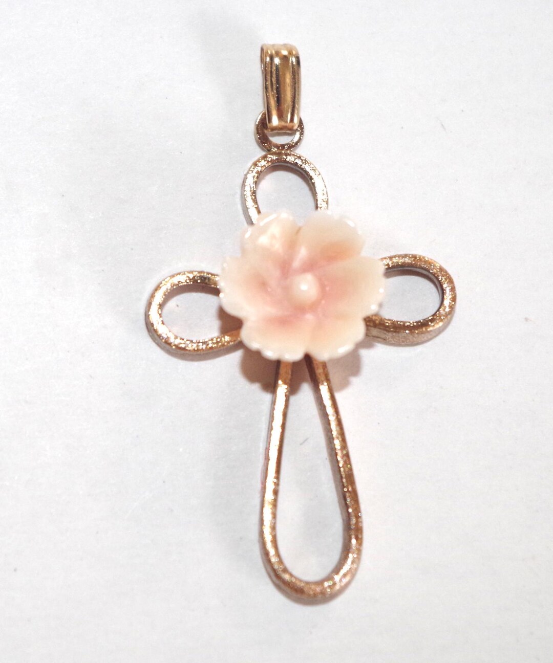 Angel Skin Flower Coral Cross Pendent 1/20 14k Gold Filled - Etsy