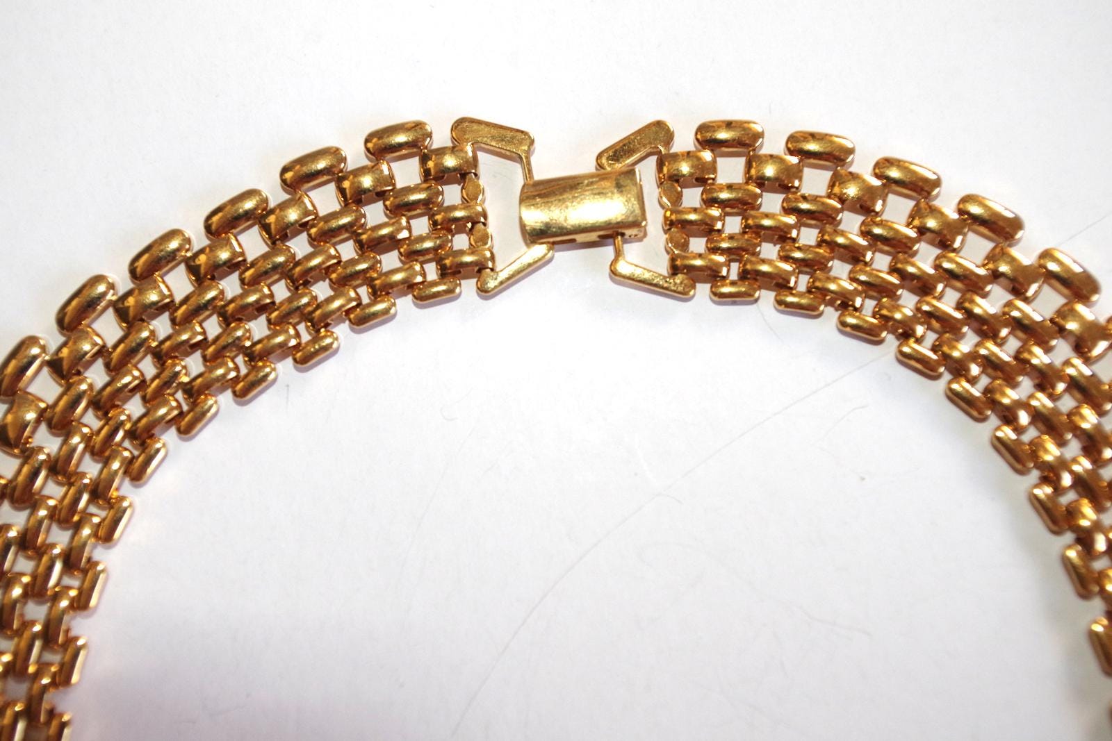 Vintage Napier Panther Link Gold Wide Flat Choker Chain Necklace 16.5 ...