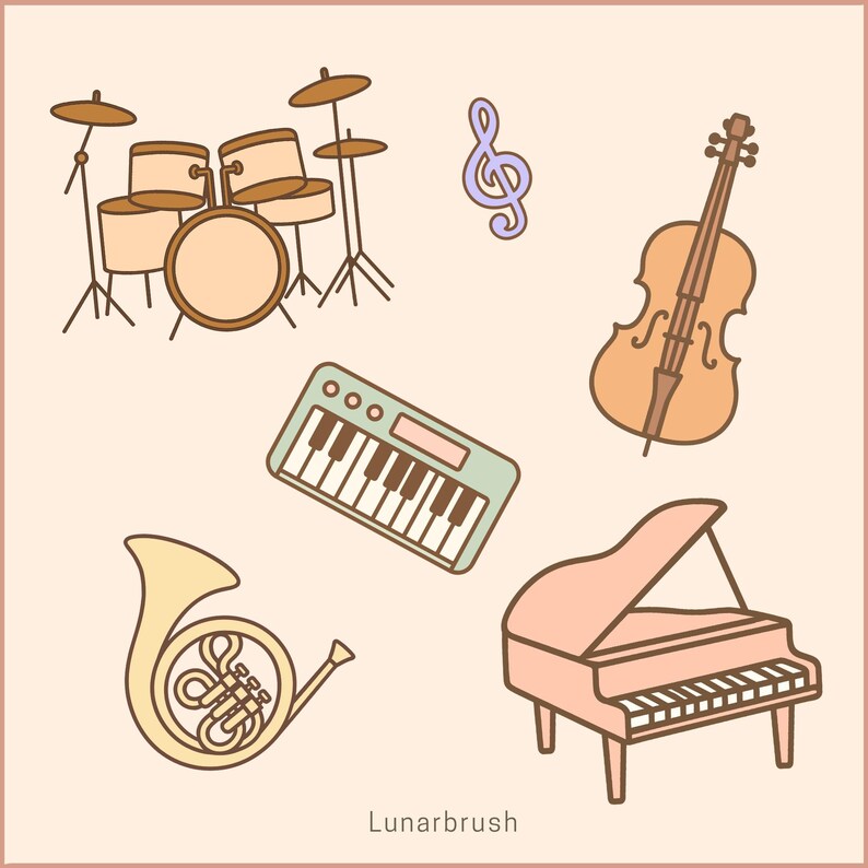 Cute Instrument and Music Clipart, Instrument Illustrations, PNG ...