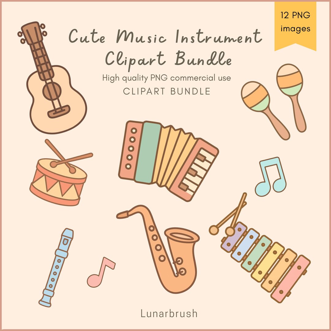 Cute Instrument and Music Clipart, Instrument Illustrations, PNG ...