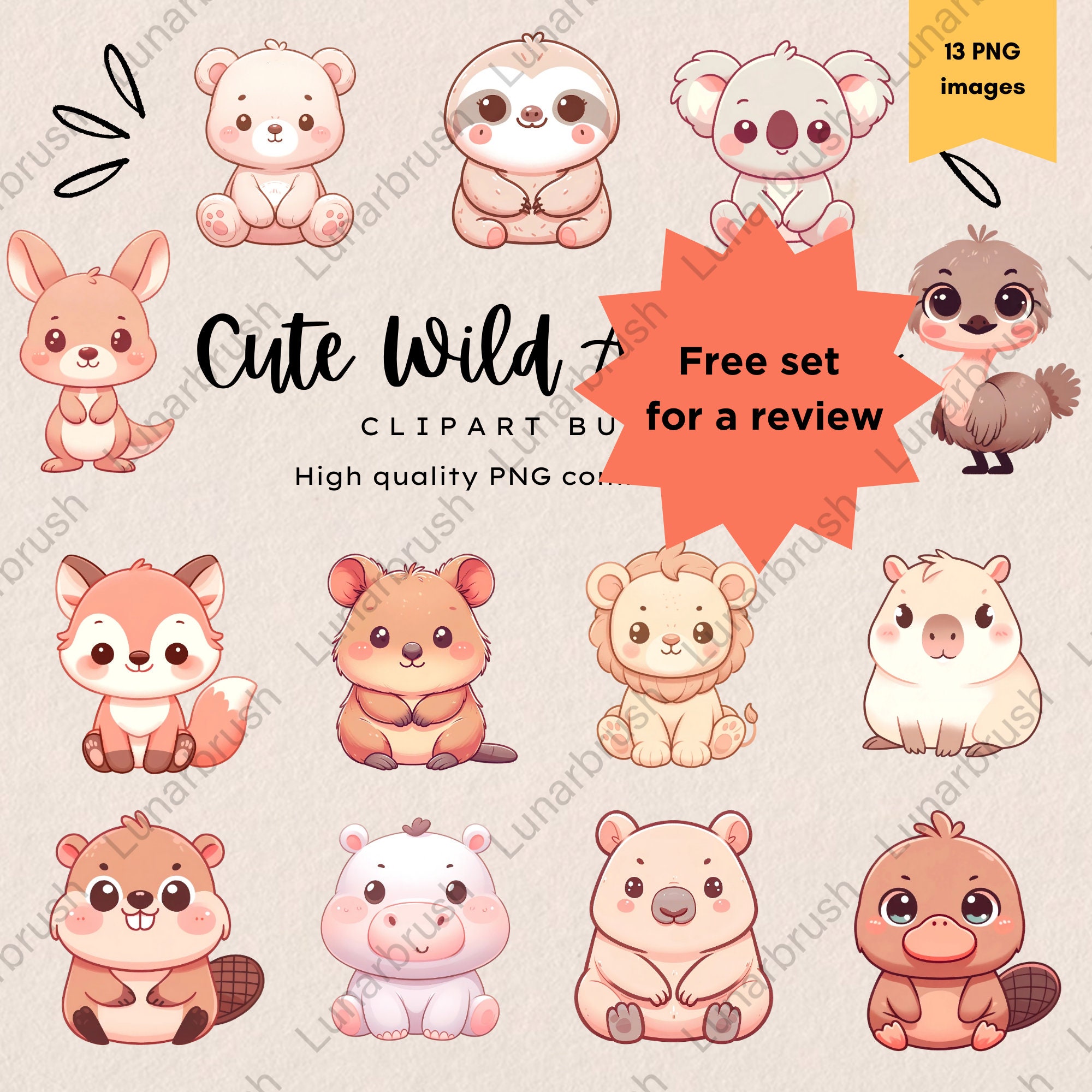 Cute Chubby Animals Clipart 1, Animal Illustration, Chubby Pet Clipart ...
