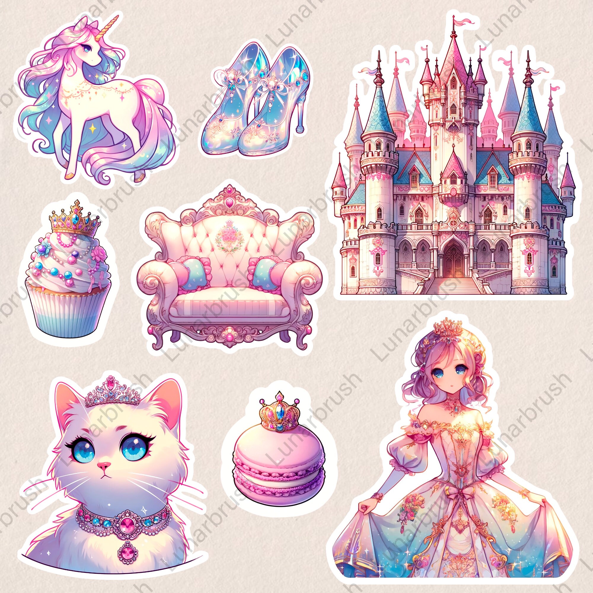 Princess Kit Clipart, Princess Illustrations, Princess PNG, Cat & Dog ...