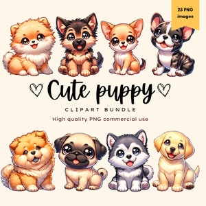 Cute Puppy Dog Clipart, Dog Illustrations, Instant Download PNG ...