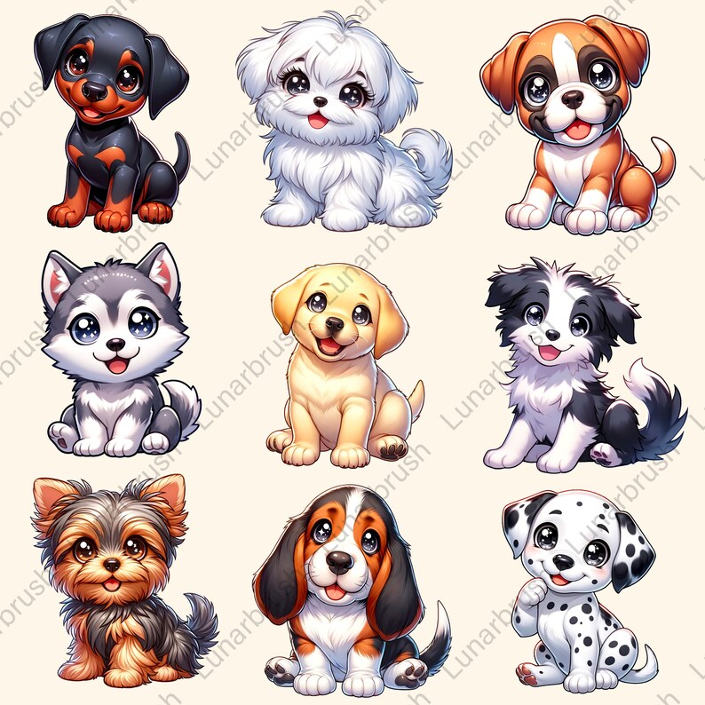 Cute Puppy Dog Clipart, Dog Illustrations, Instant Download PNG ...