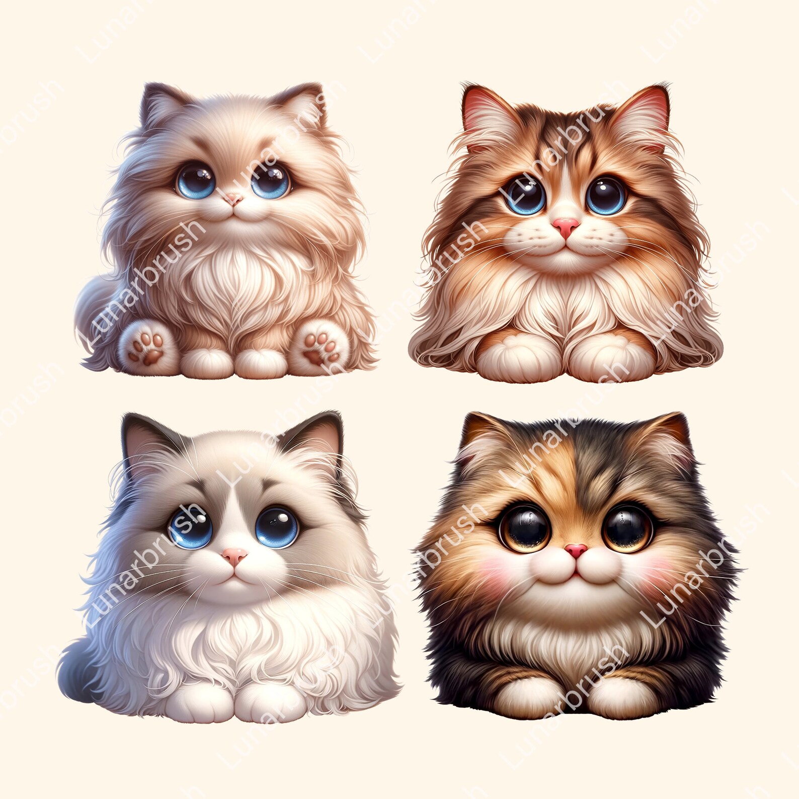 Cute Fluffy Cat Clipart, Cat Illustrations, Cat PNG, Transparent ...