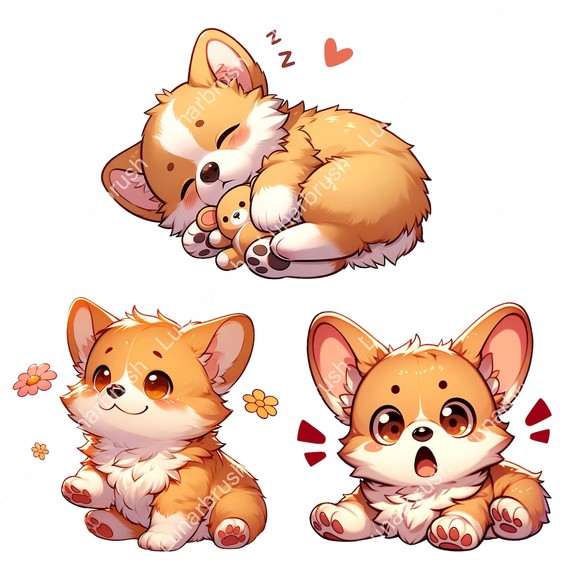 Cute Corgi Dog Clipart, Dog Illustrations, Instant Download PNG ...