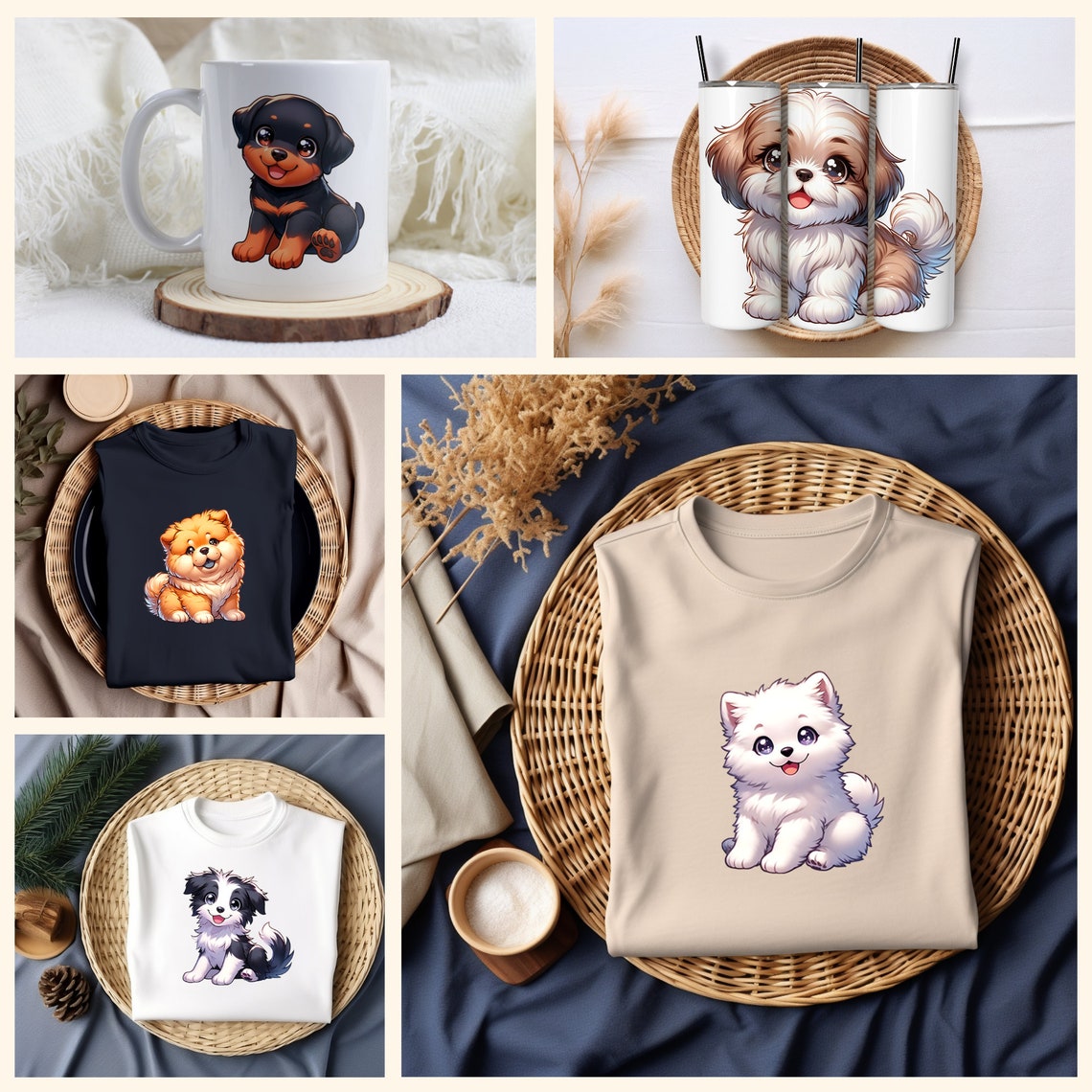 Cute Puppy Dog Clipart, Dog Illustrations, Instant Download PNG ...