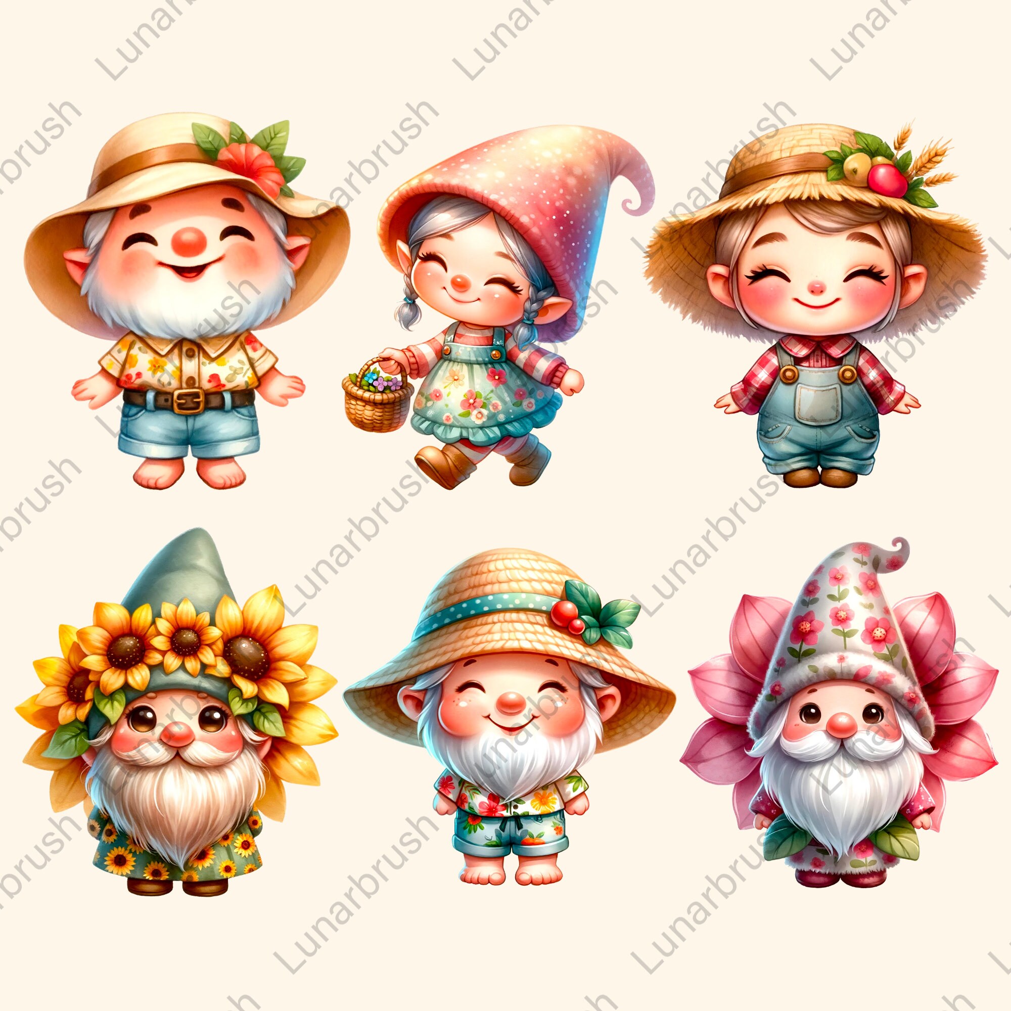 Cute Gnome Clipart, Gnome Illustrations, Dwarf Clipart, Gnome PNG ...