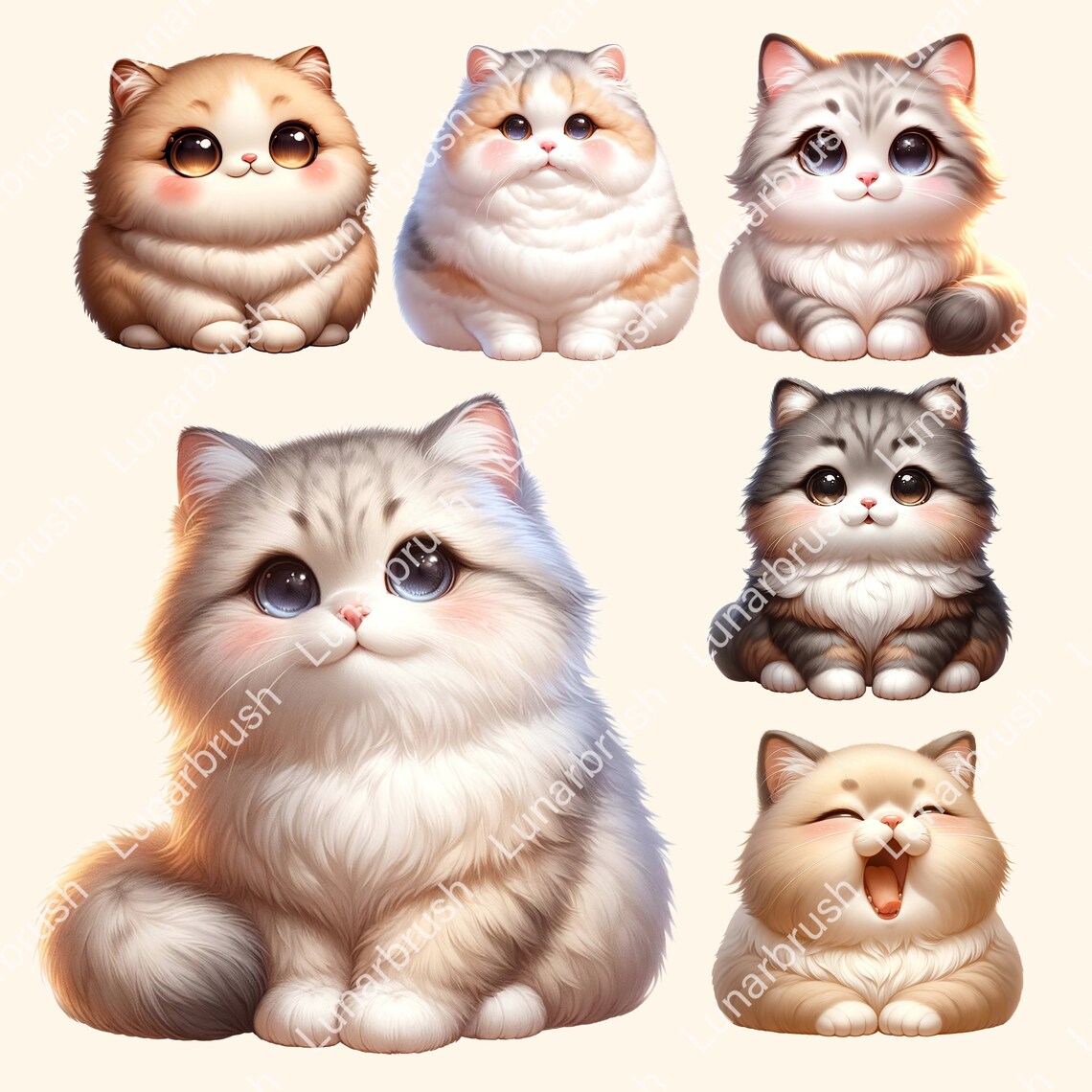 Cute Fluffy Cat Clipart, Cat Illustrations, Cat PNG, Transparent ...