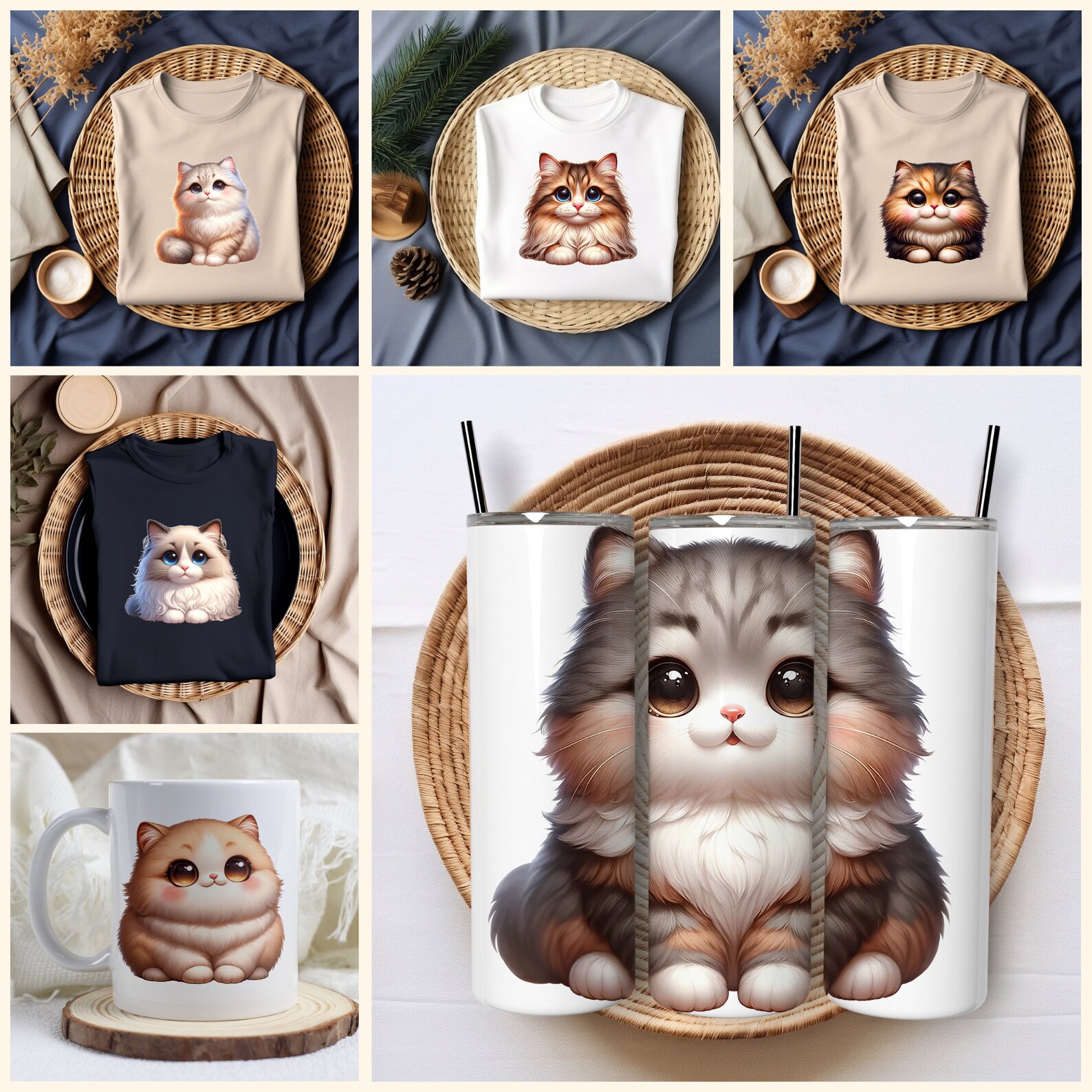 Cute Fluffy Cat Clipart, Cat Illustrations, Cat PNG, Transparent ...