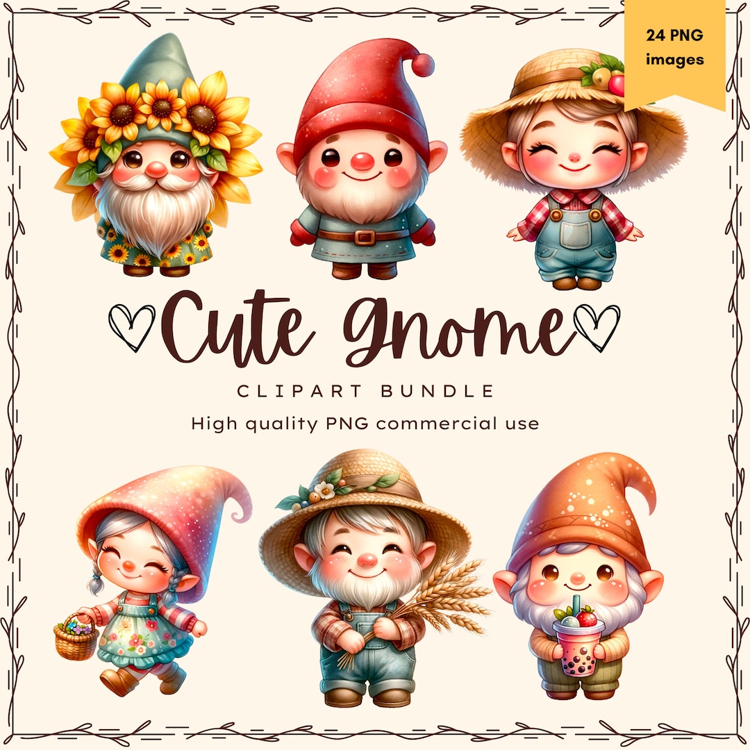 Cute Gnome Clipart, Gnome Illustrations, Dwarf Clipart, Gnome PNG ...