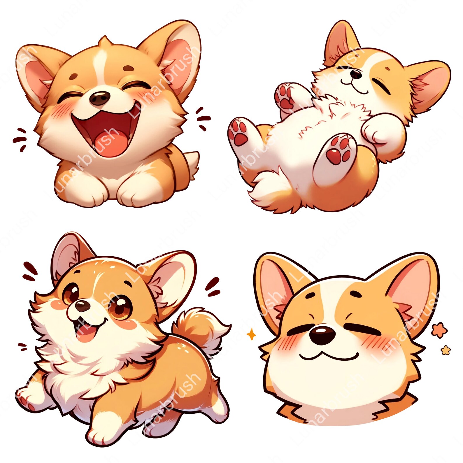 Cute Corgi Dog Clipart, Dog Illustrations, Instant Download PNG ...
