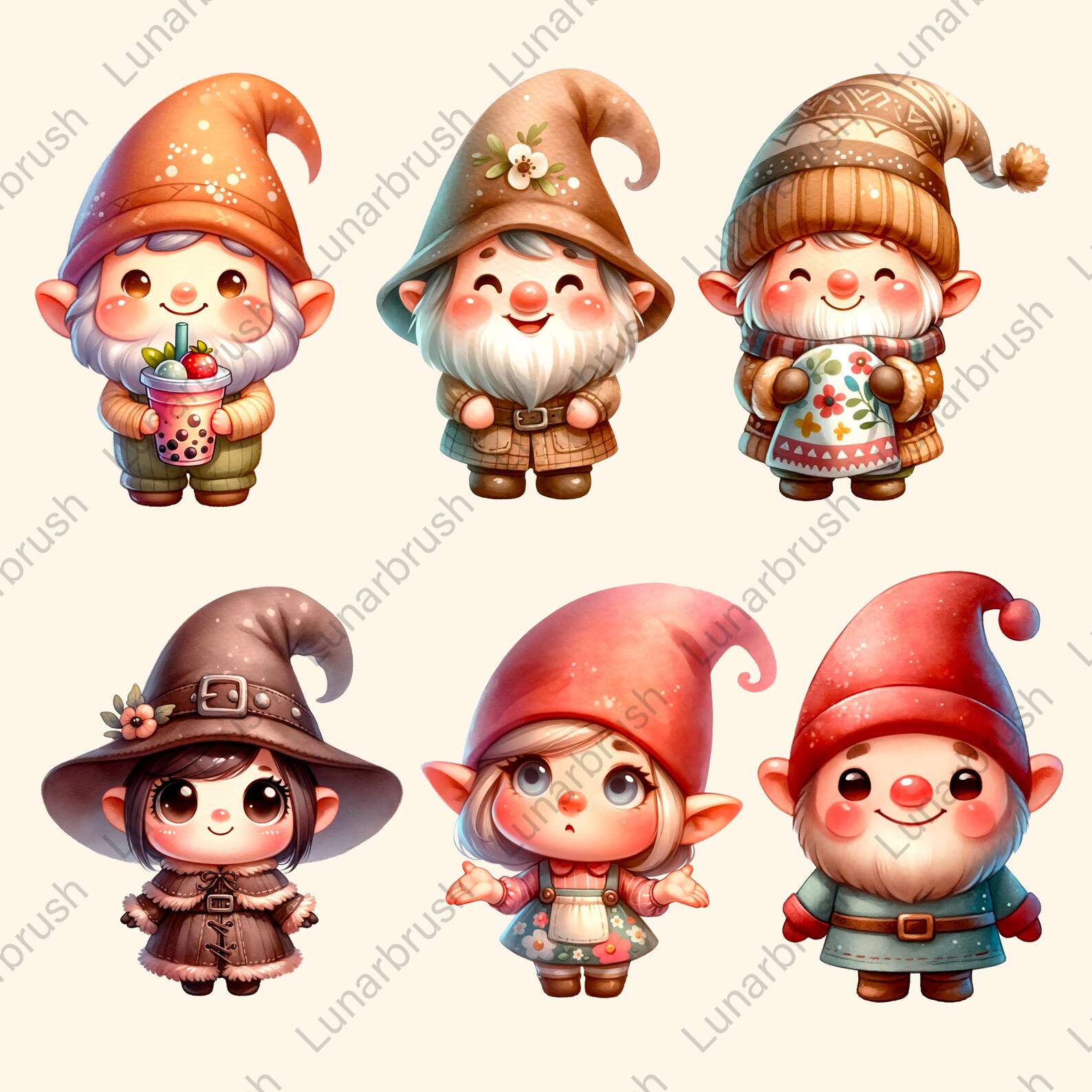 Cute Gnome Clipart, Gnome Illustrations, Dwarf Clipart, Gnome PNG ...