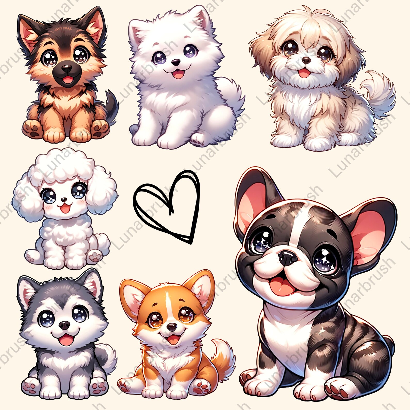 Cute Puppy Dog Clipart, Dog Illustrations, Instant Download PNG ...