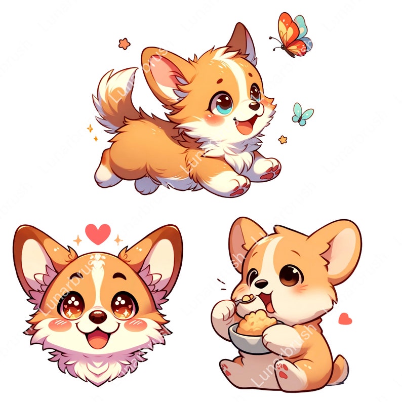 Cute Corgi Dog Clipart, Dog Illustrations, Instant Download PNG ...