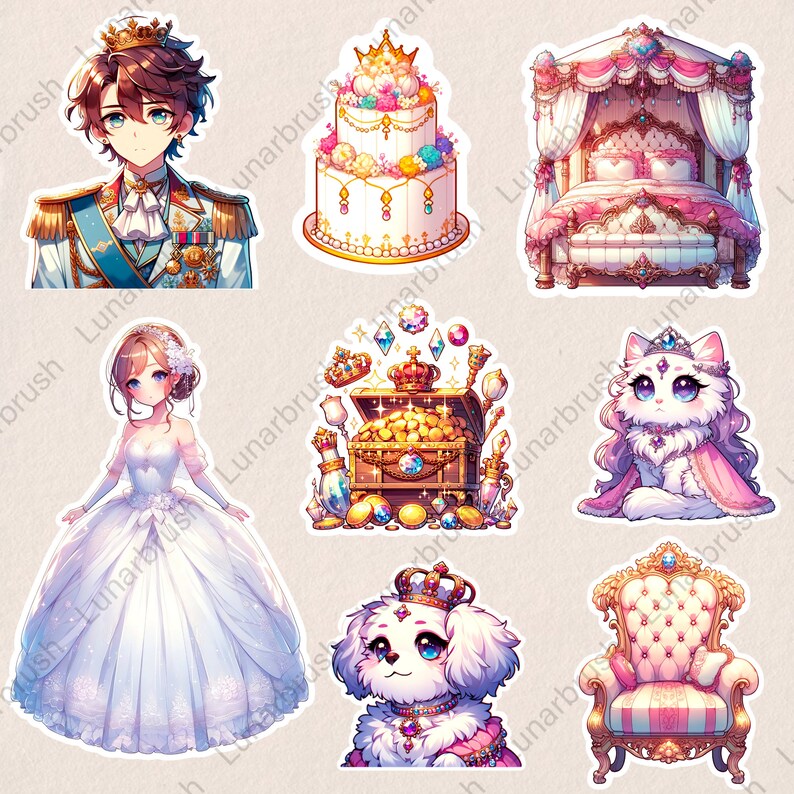 Princess Kit Clipart, Princess Illustrations, Princess PNG, Cat & Dog ...