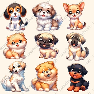 Cute Puppy Dog Clipart, Dog Illustrations, Instant Download PNG ...