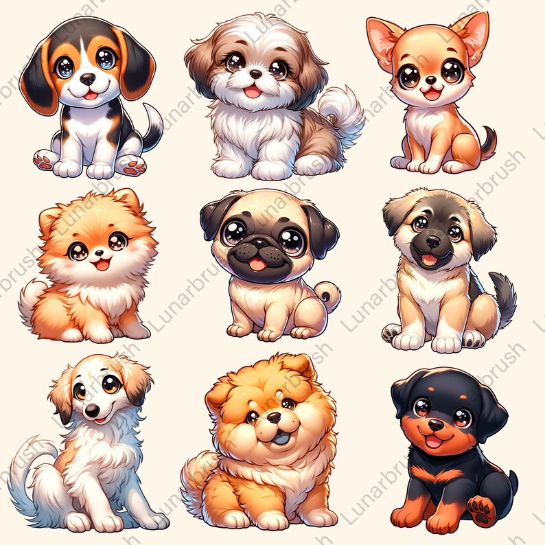 Cute Puppy Dog Clipart, Dog Illustrations, Instant Download PNG ...