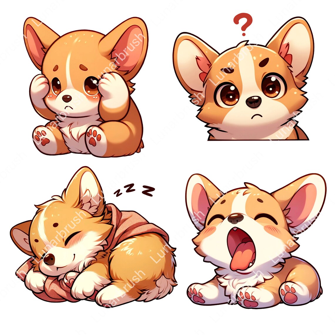 Cute Corgi Dog Clipart, Dog Illustrations, Instant Download PNG ...