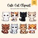 Cute Cat Clipart, Cat Illustrations, Instant Download PNG, Transparent ...