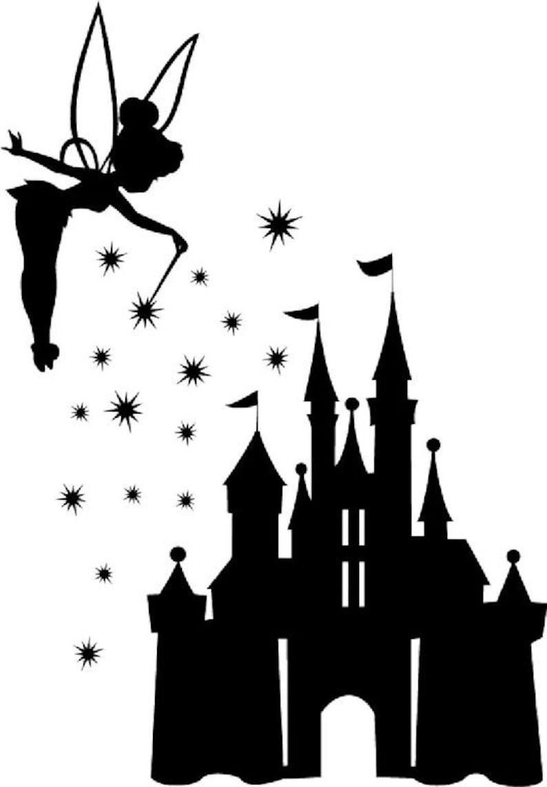Disney Castle, Tinkerbell, Wall Sticker Art Decal Sticker, Nursery Wall ...