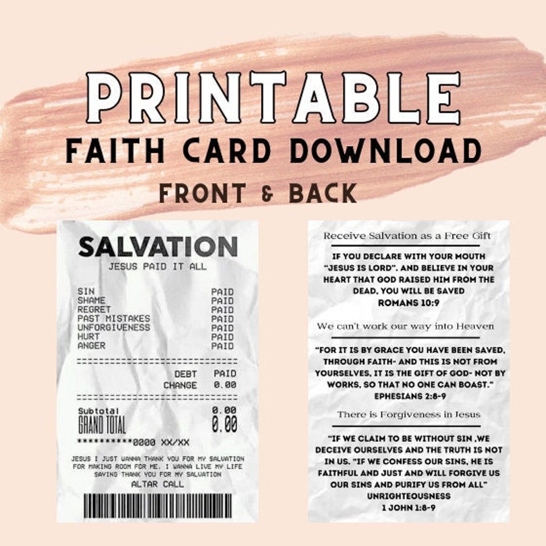 Bible Verse Faith Card, Printable, Christian Card, Salvation Track ...