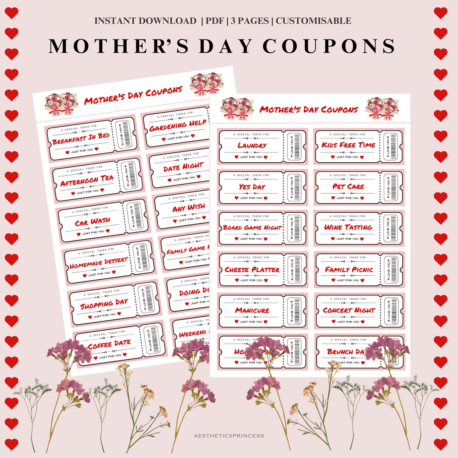 Mother's Day Coupon Book, Printable Mother’s Day Coupon Book, Mother's ...