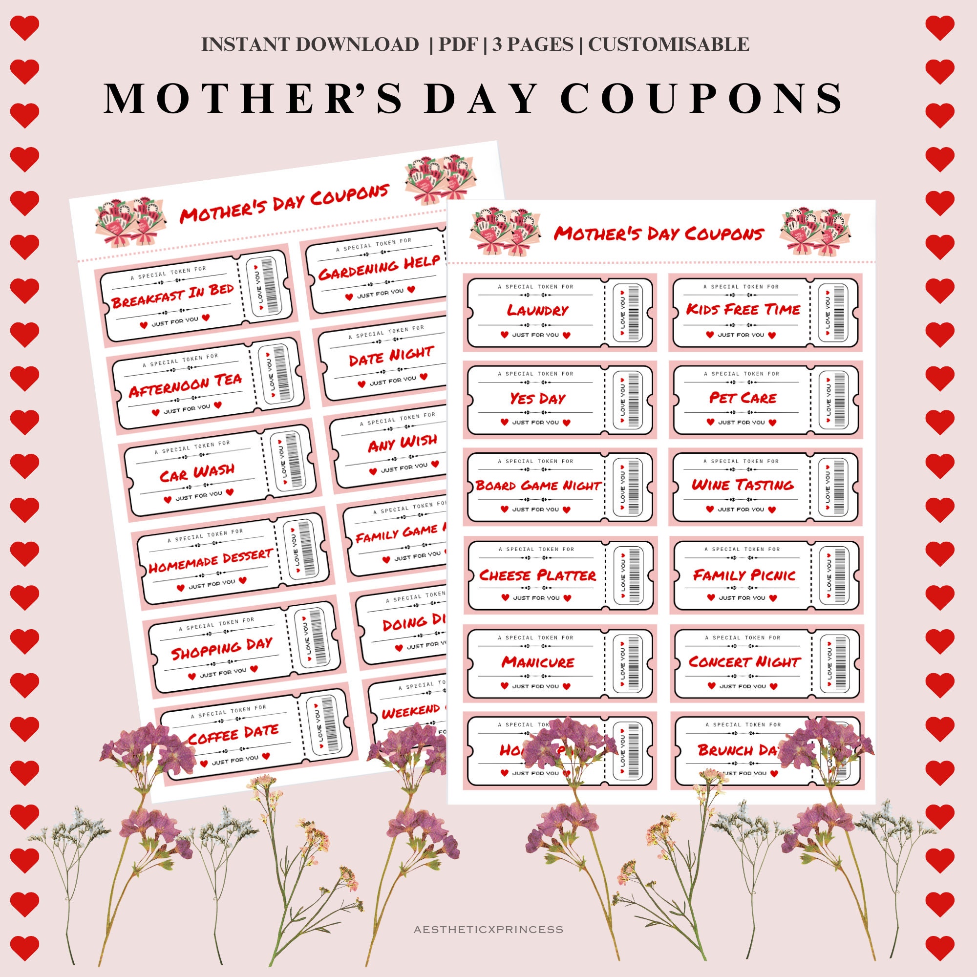Mother's Day Coupon Book, Printable Mother’s Day Coupon Book, Mother's ...