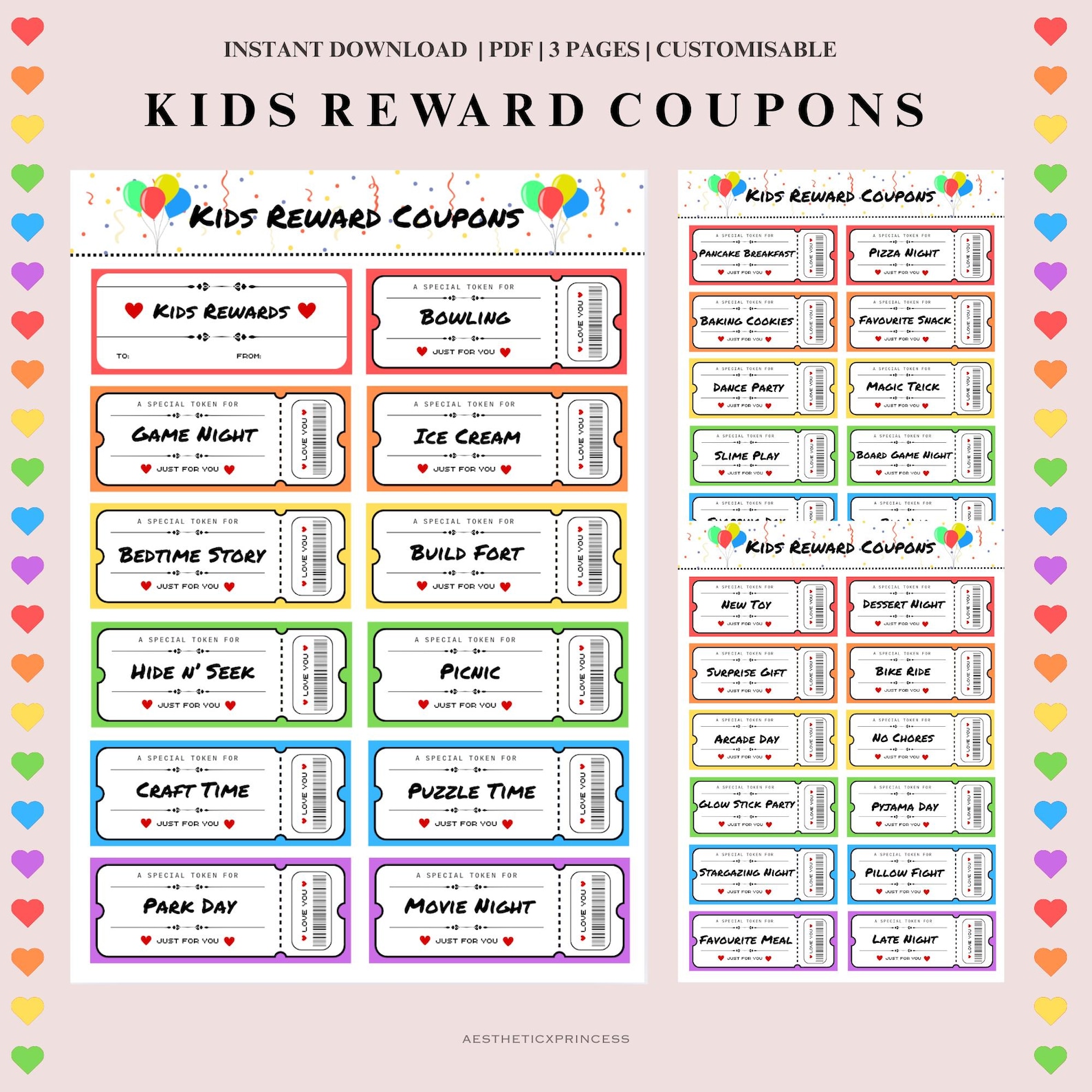 Kids Reward Coupons, Printable Kids Rewards Coupons, Editable Coupon ...