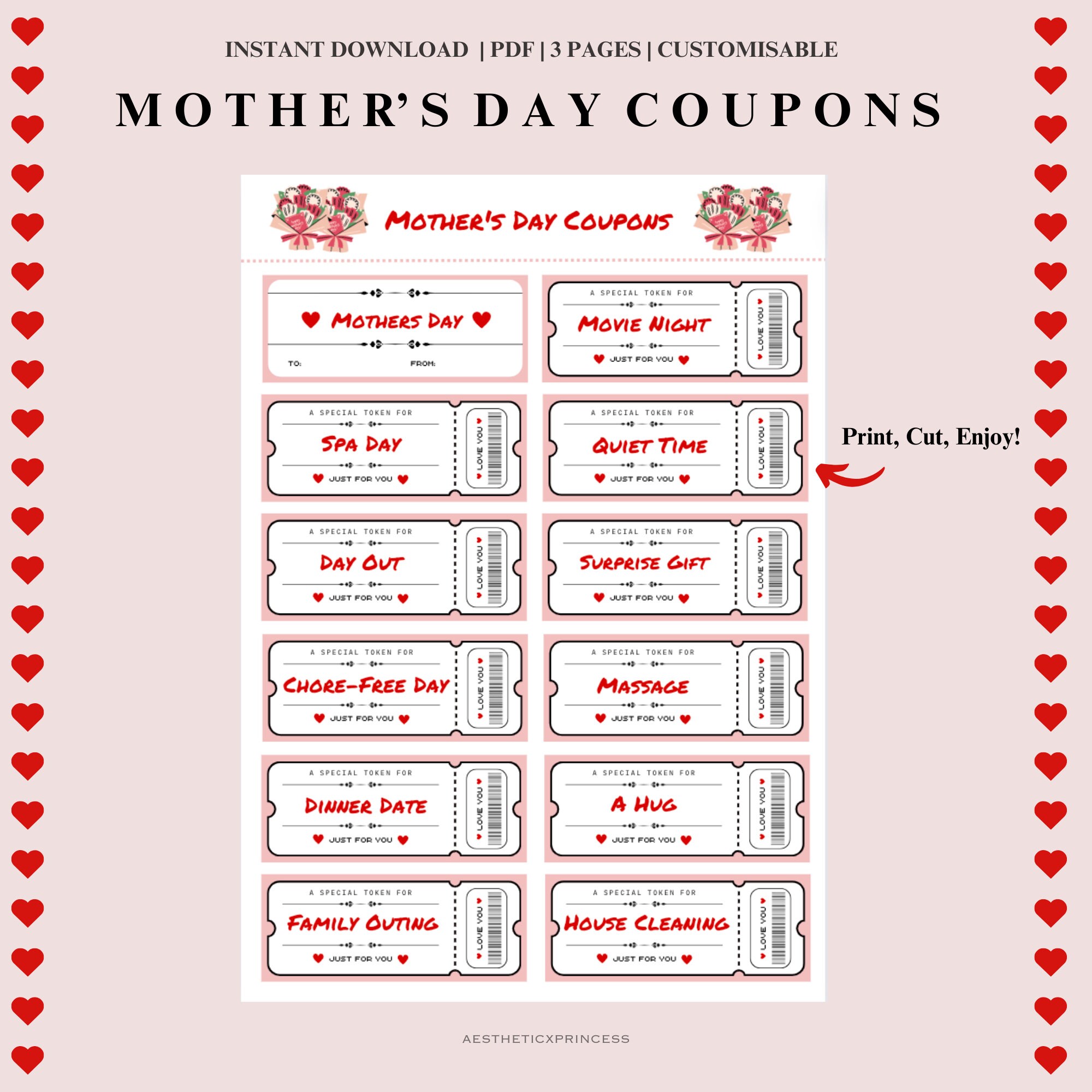 Mother's Day Coupon Book, Printable Mother’s Day Coupon Book, Mother's ...