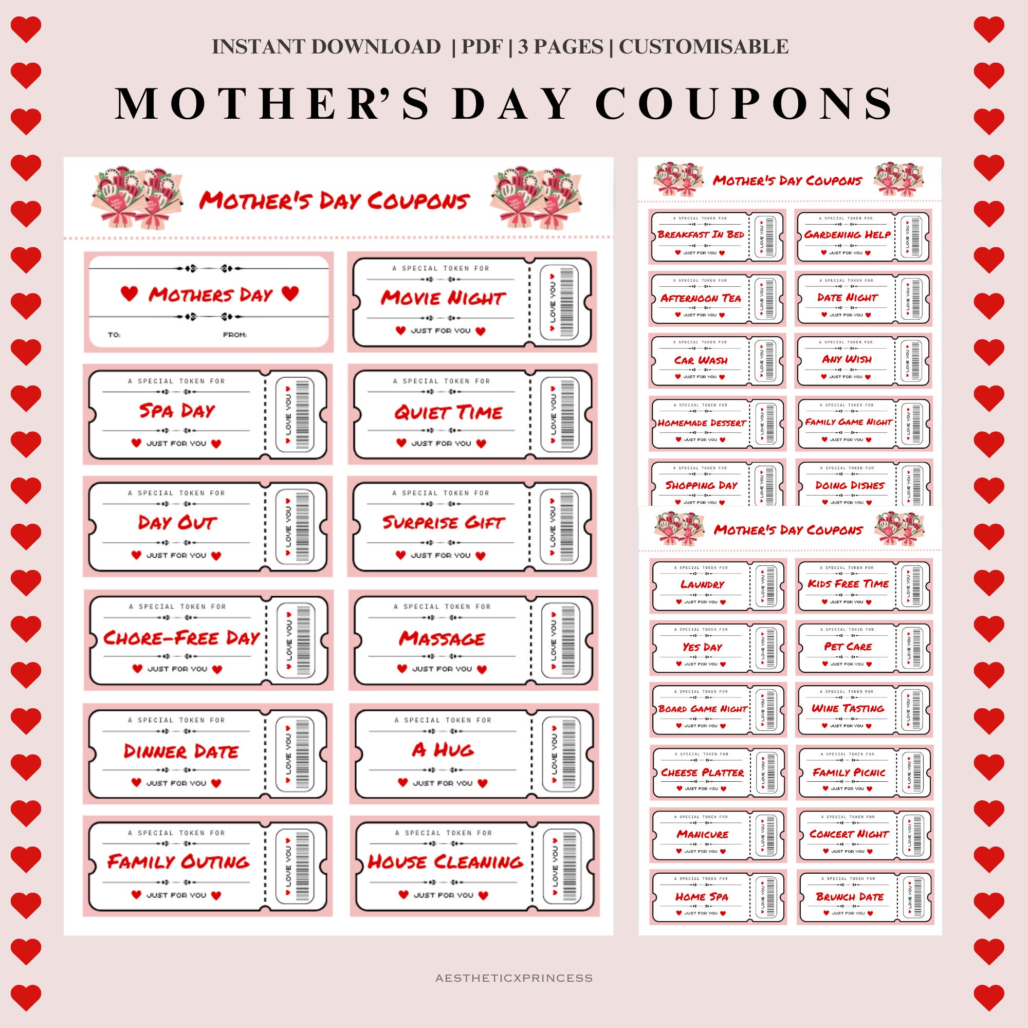 Mother's Day Coupon Book, Printable Mother’s Day Coupon Book, Mother's ...