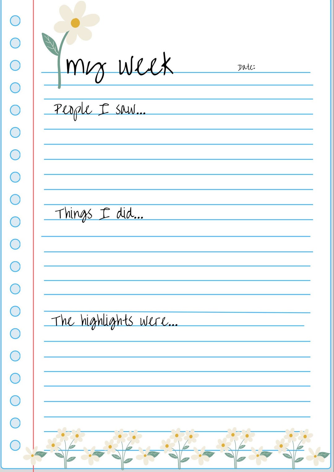 Simple Weekly Reflection Digital Journal - Etsy