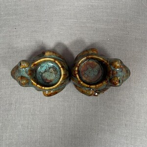 Drip Glaze Frog or Toad Tea Light or Votive Ceramic CANDLE HOLDERS Set ...