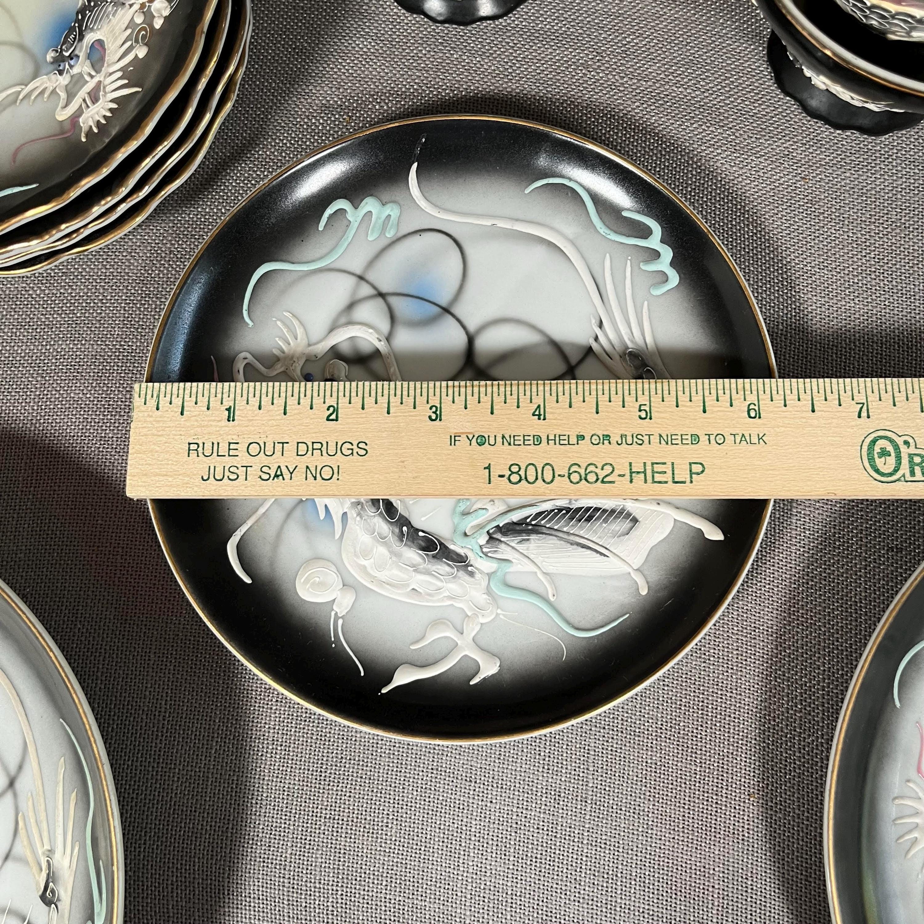 Vtg Kutani Dragonware Tea Set 12 Pc Hand-painted Moriage Geisha ...