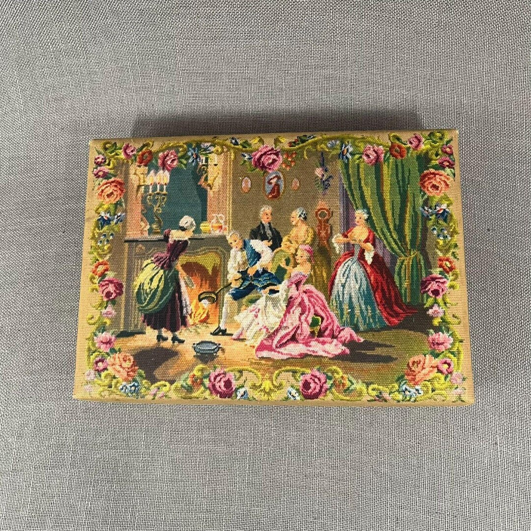VTG Decorative Victorian Box Victorian Parlor Scene Cardboard Canvas ...