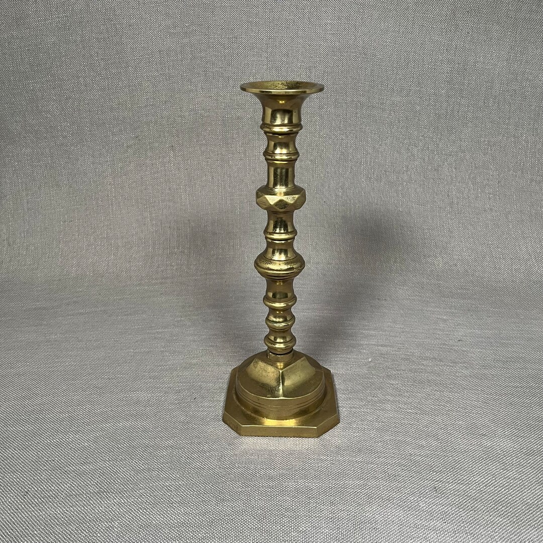 10" Solid Brass Victorian Candlestick Candleholder Square Base - Etsy