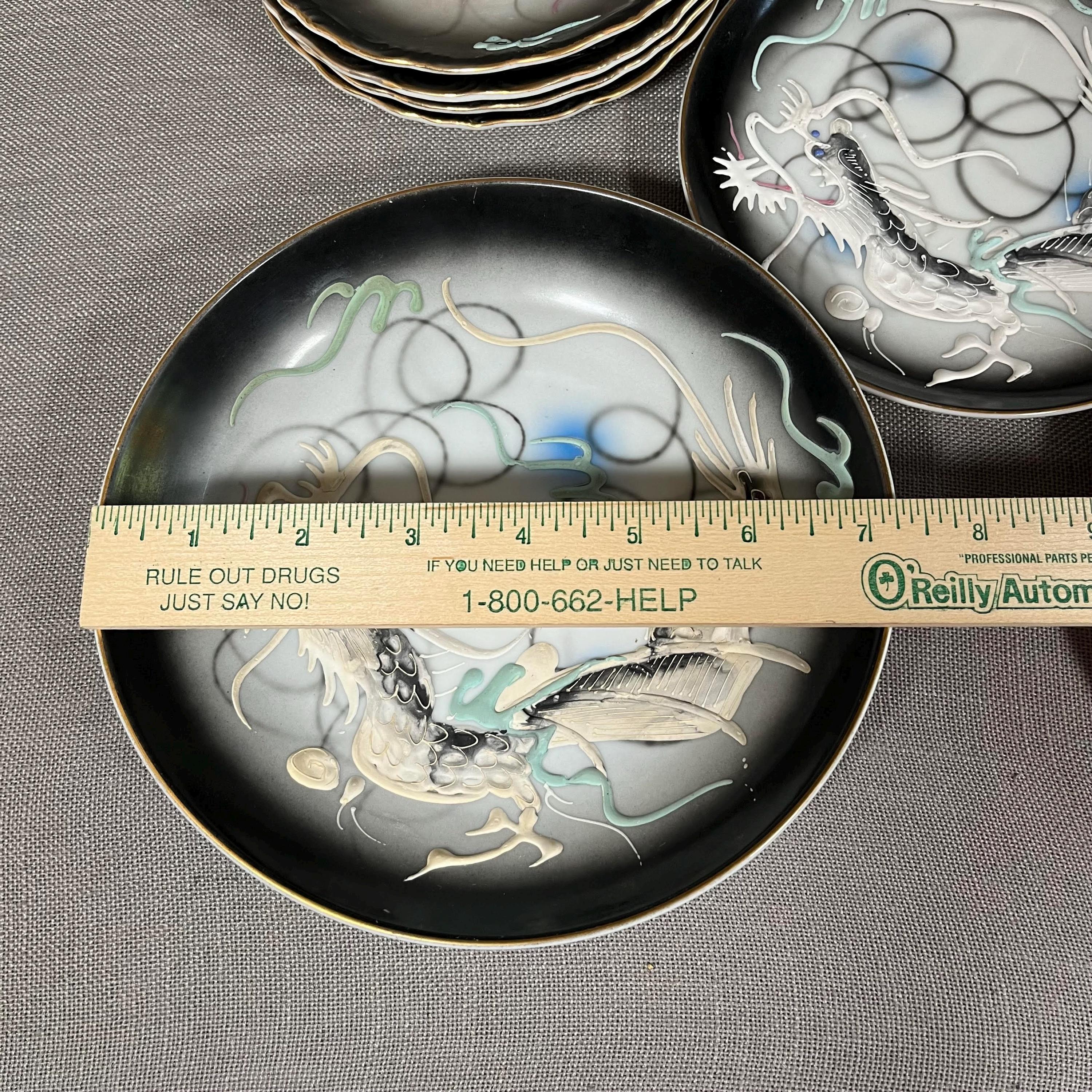 Vtg Kutani Dragonware Tea Set 12 Pc Hand-painted Moriage Geisha ...