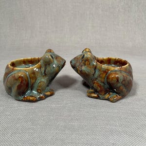Drip Glaze Frog or Toad Tea Light or Votive Ceramic CANDLE HOLDERS Set ...