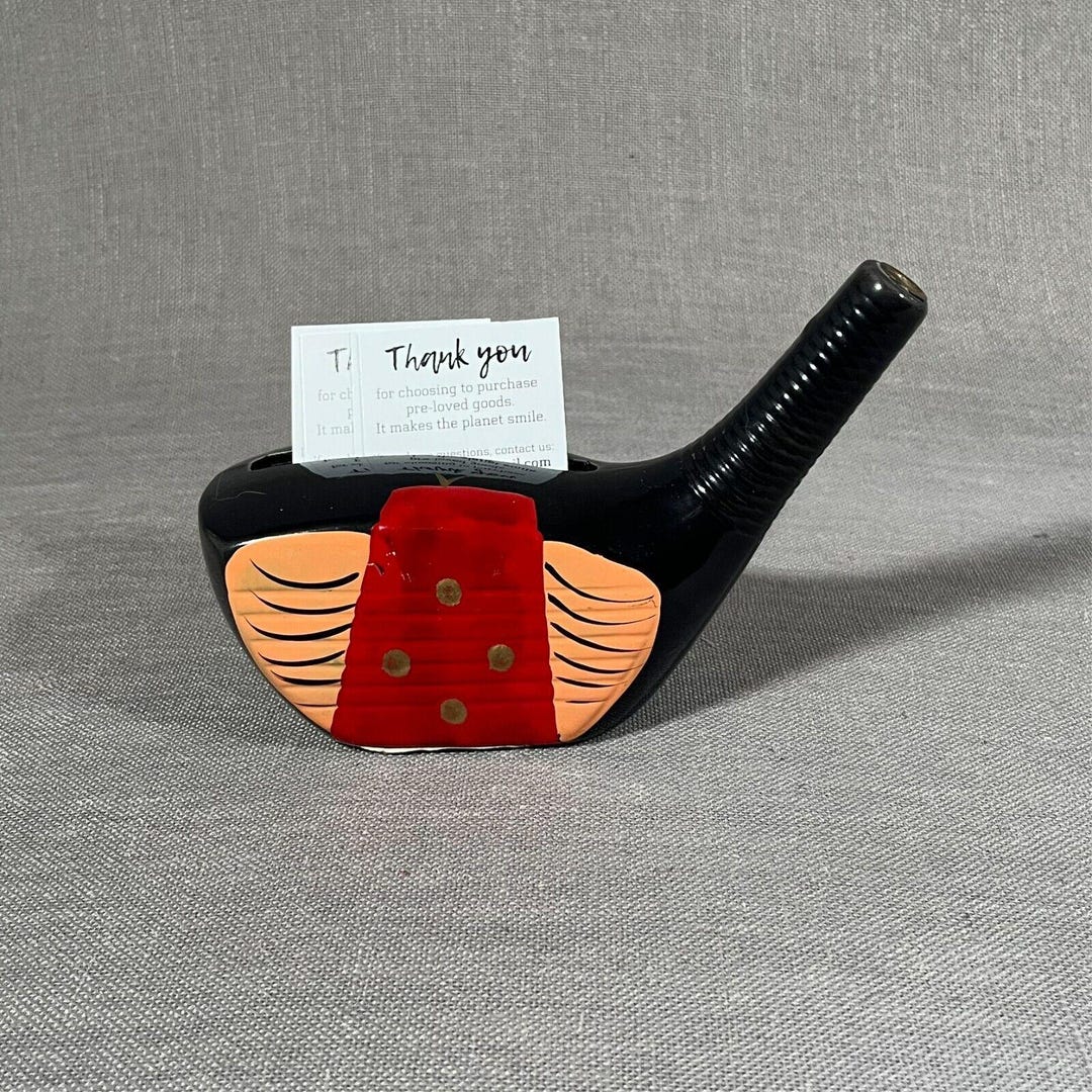 VTG Ceramic Golf Club Business Card Holder Office Home Decor Golfer ...