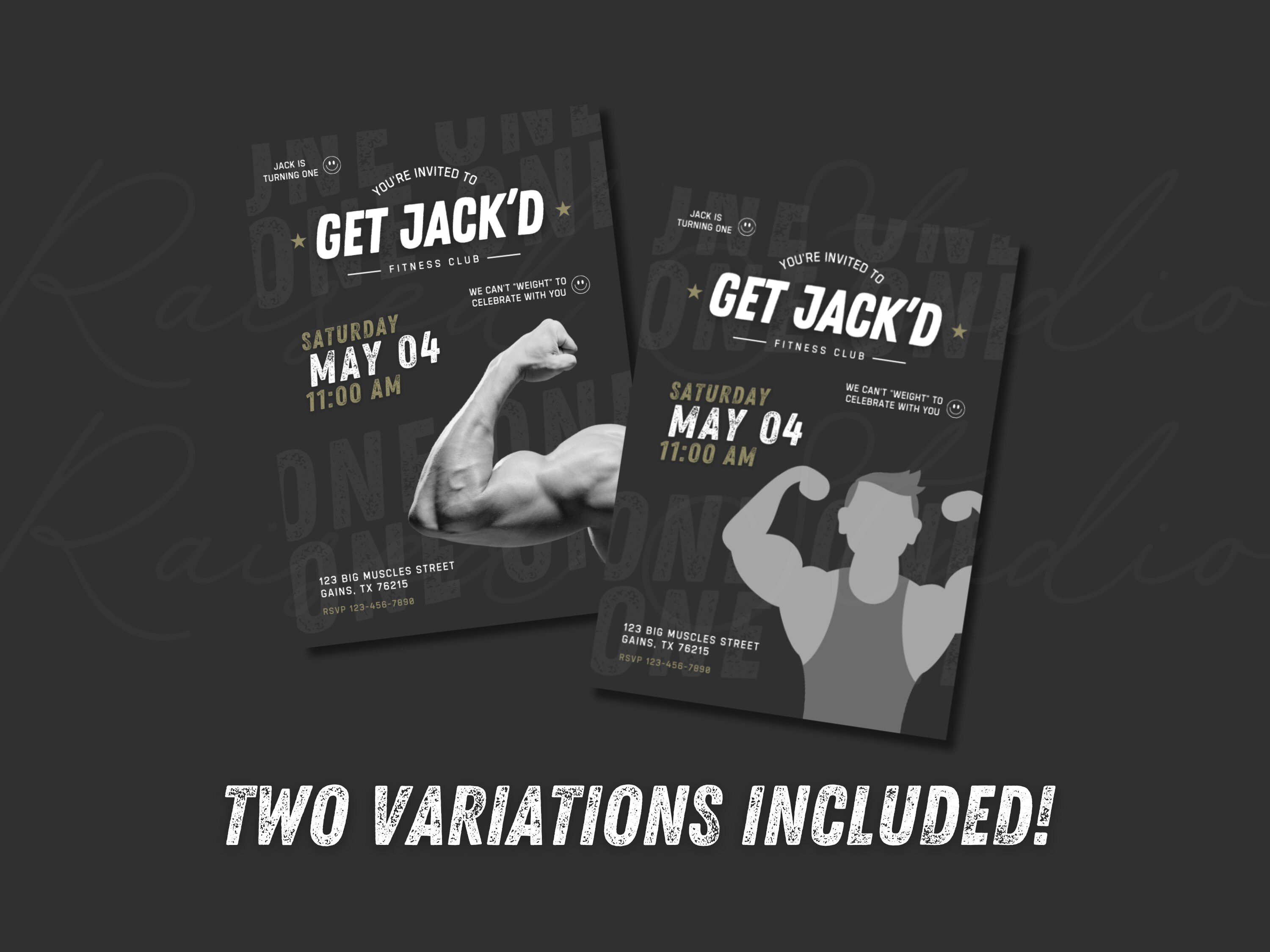 Gym Theme First Birthday Invitation Template - Fitness Themed First ...