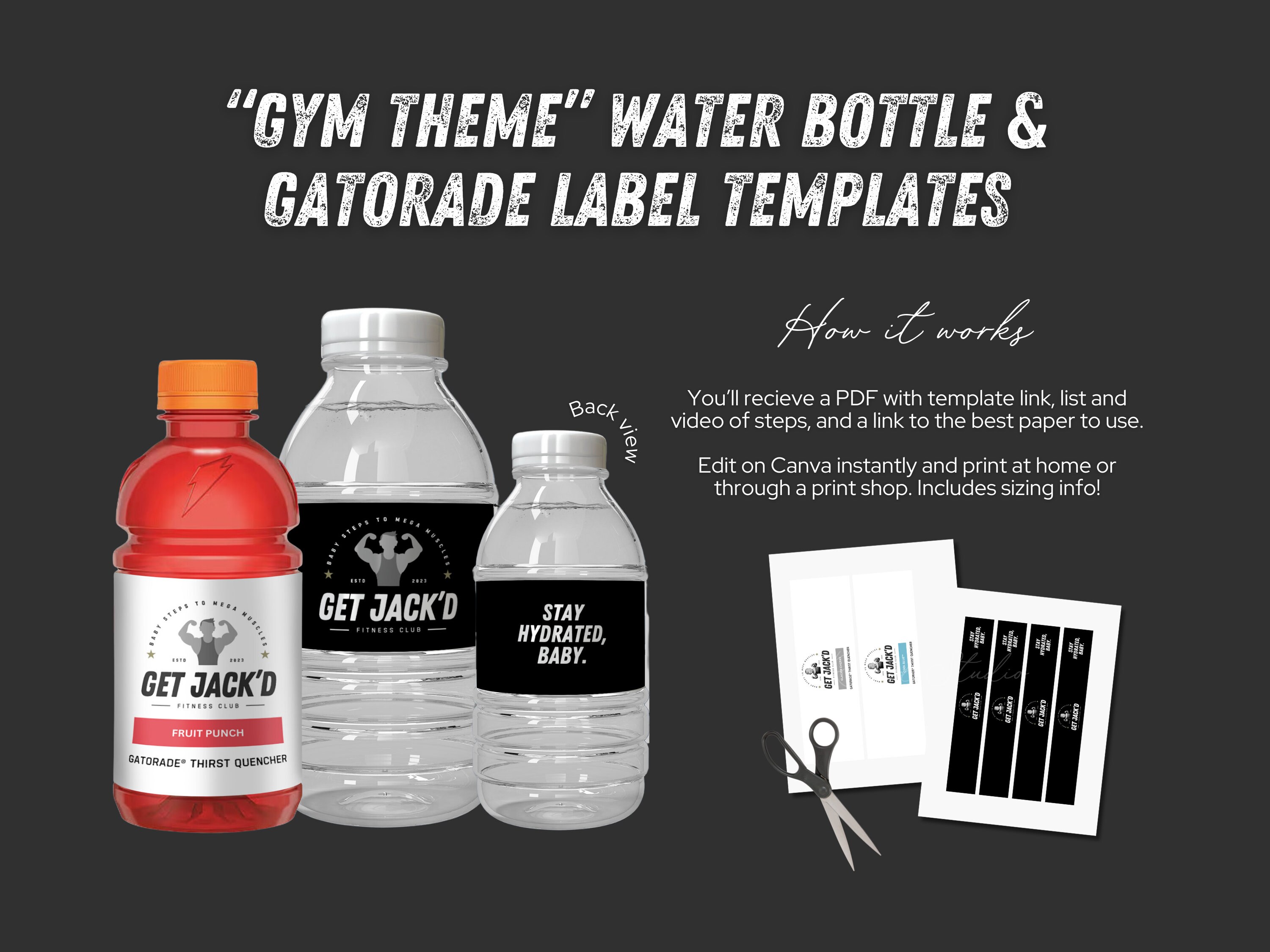 FULL BUNDLE Gym Party Template Bundle - Gym First Birthday - Candy ...