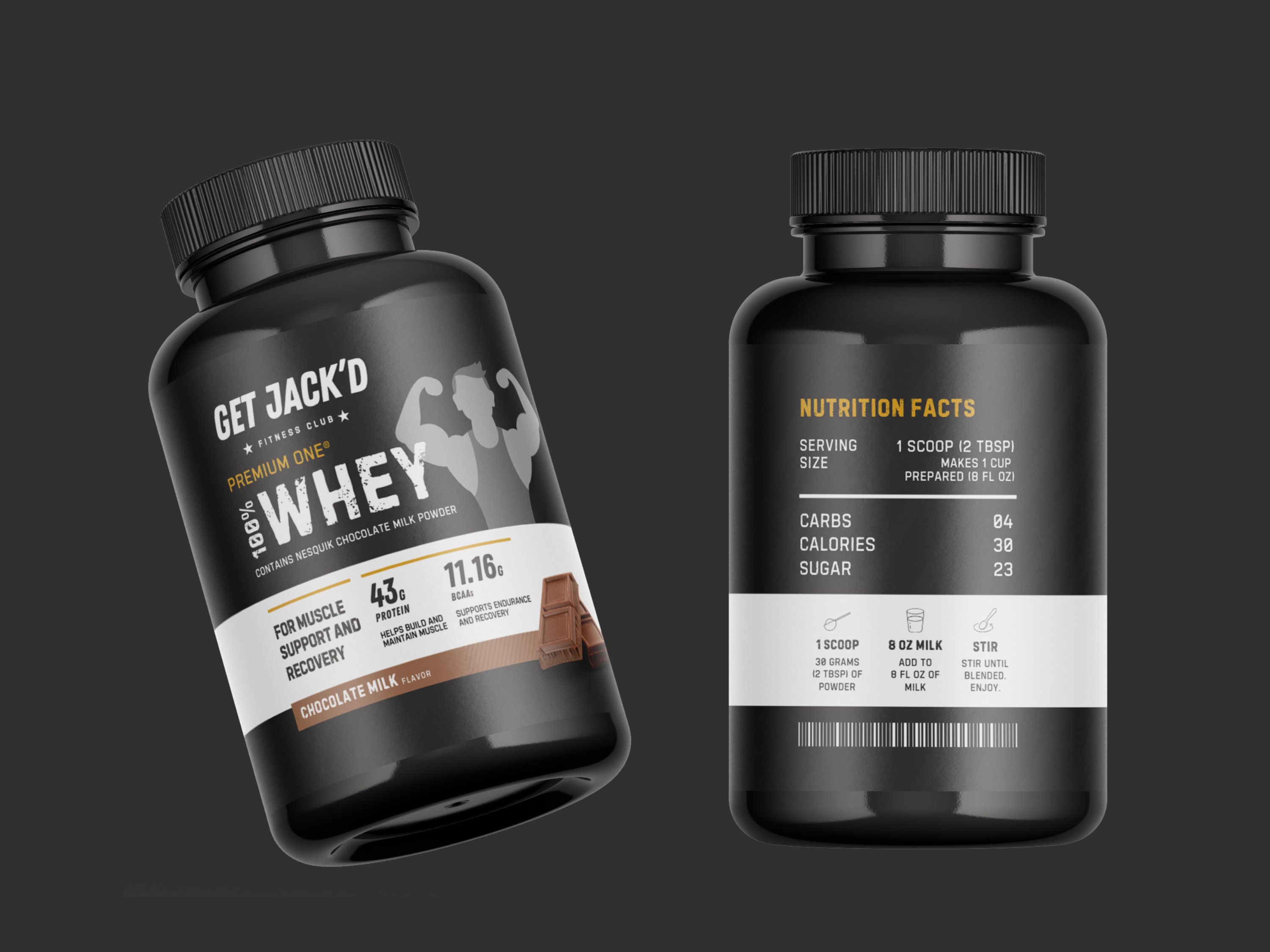 Custom "protein Powder" Bottle Labels Template - Gym First Birthday ...