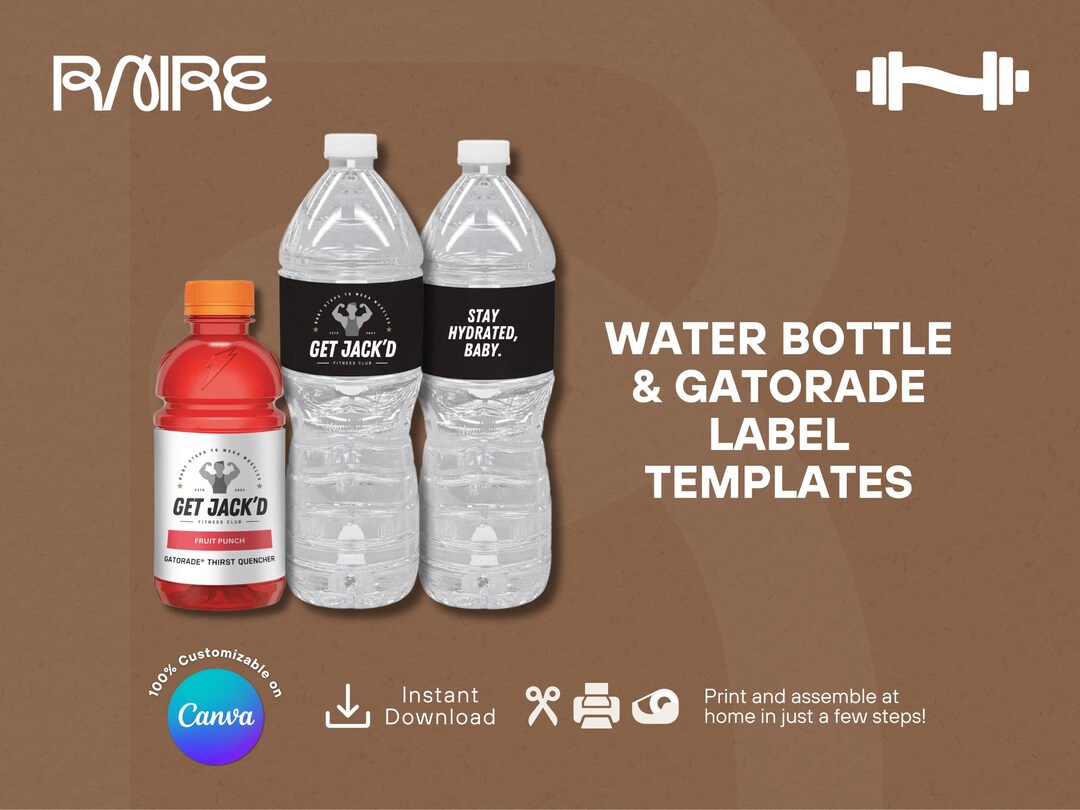 Gym Birthday Water Bottle Gatorade Labels – Custom Fitness Party ...
