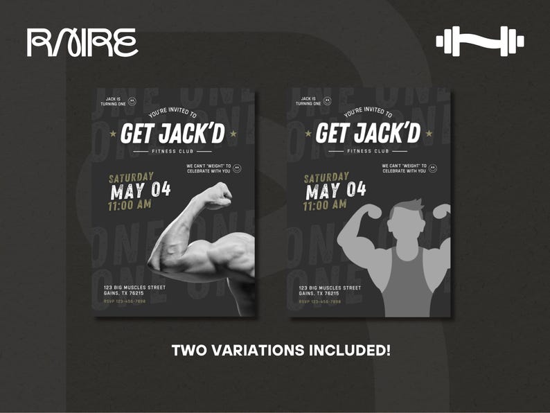 Gym Theme Birthday Invitation – Fitness Party (digital Download) - Etsy