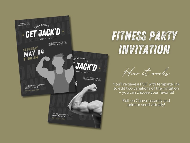 FULL BUNDLE Gym Party Template Bundle - Gym First Birthday - Candy ...