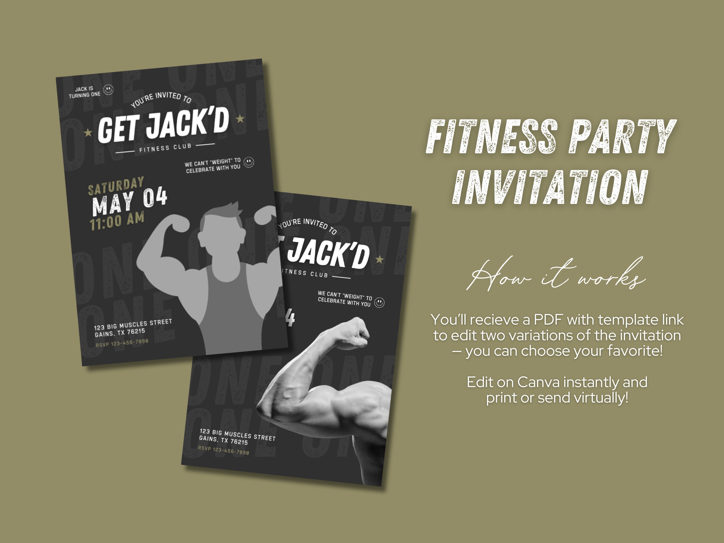 FULL BUNDLE Gym Party Template Bundle - Gym First Birthday - Candy ...